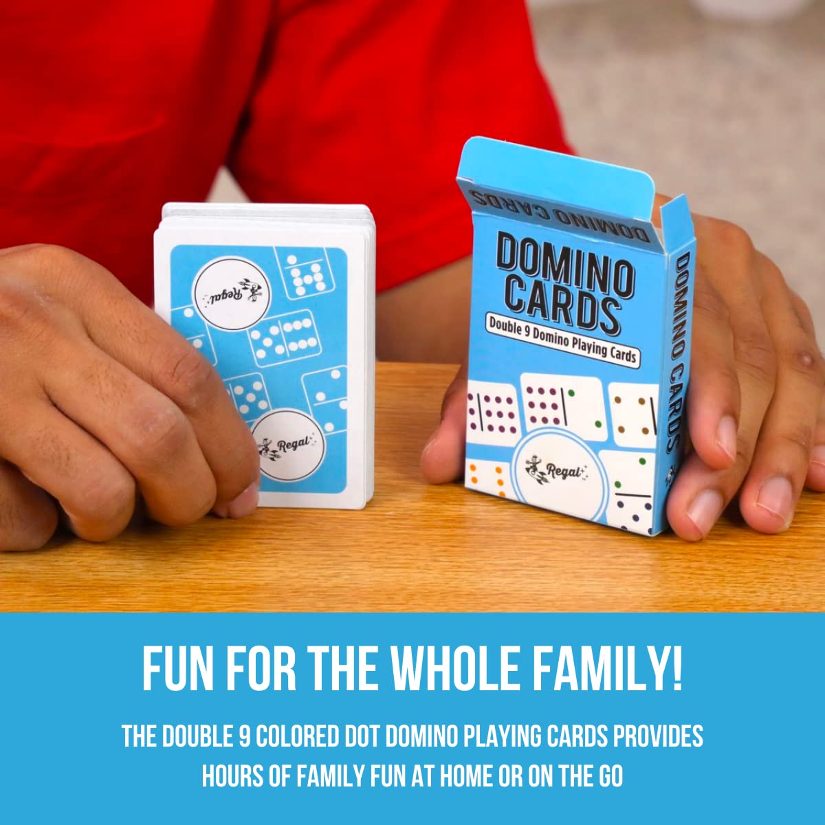 Regal Games - Double 9 Domino Playing Cards - Colored Dots Deck - Family-Friendly Domino Card Game - 2-8 Players - Ages 8+ - 55 Card Deck - 3.5” x 2.5”