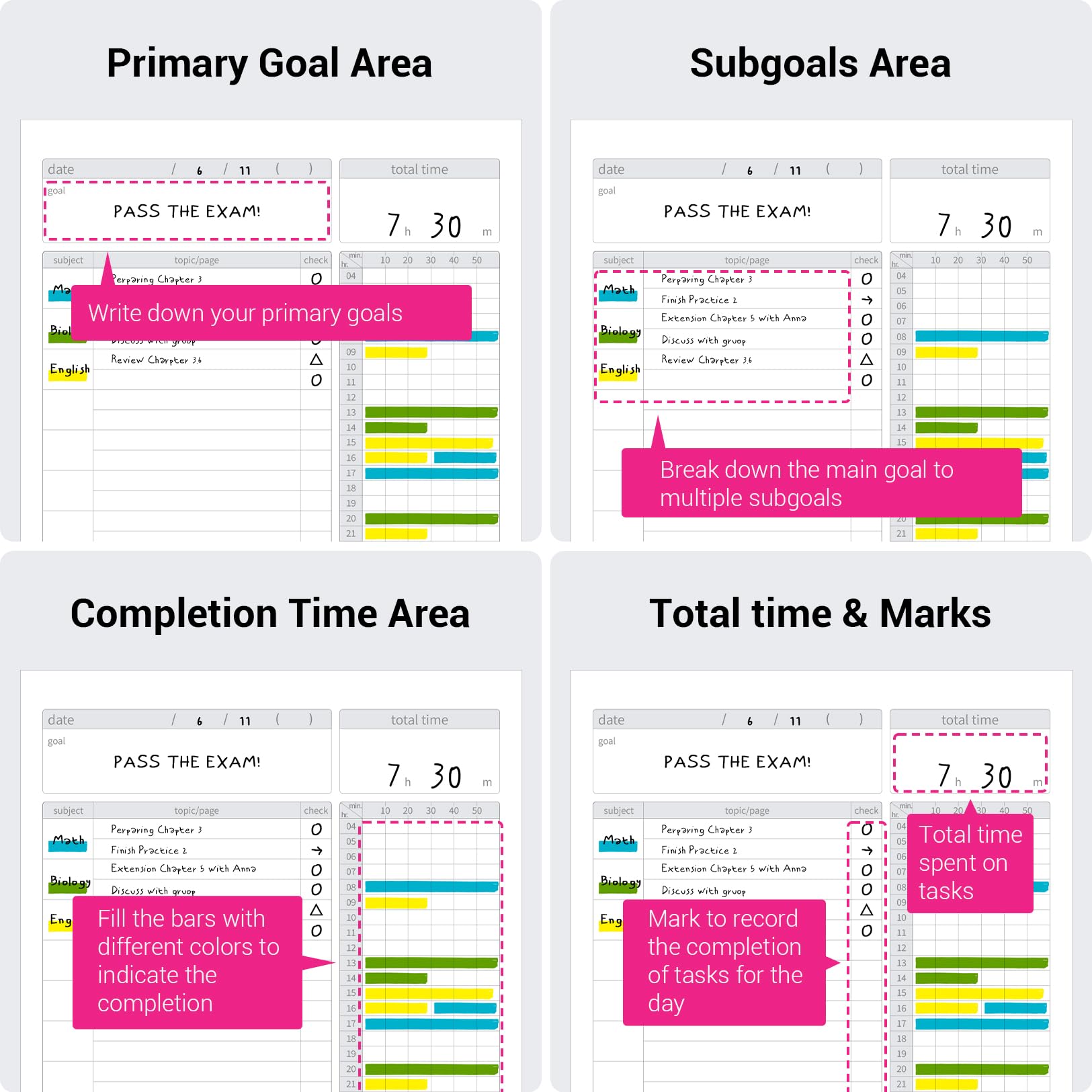 Kokuyo Campus Study Planner Notebook, Daily Ruled, Semi-B5, Gray, for 63 Days, Japan Import (NO-Y80MD-M)