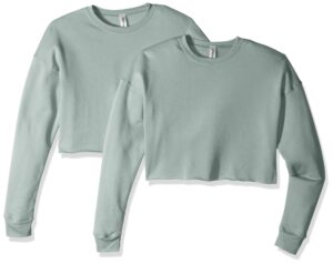 marky g apparel women's cropped fleece crew-2 pack, dusty blue, l