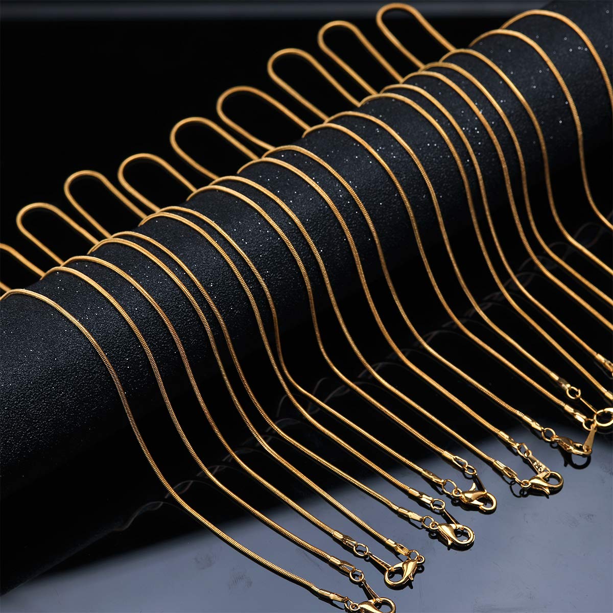 Forise 24 Pcs Gold Plated and Silver Plated 1.2 mm Snake Chains Necklace with Lobster Clasps for Jewelry Making,18 Inch and 20 Inch