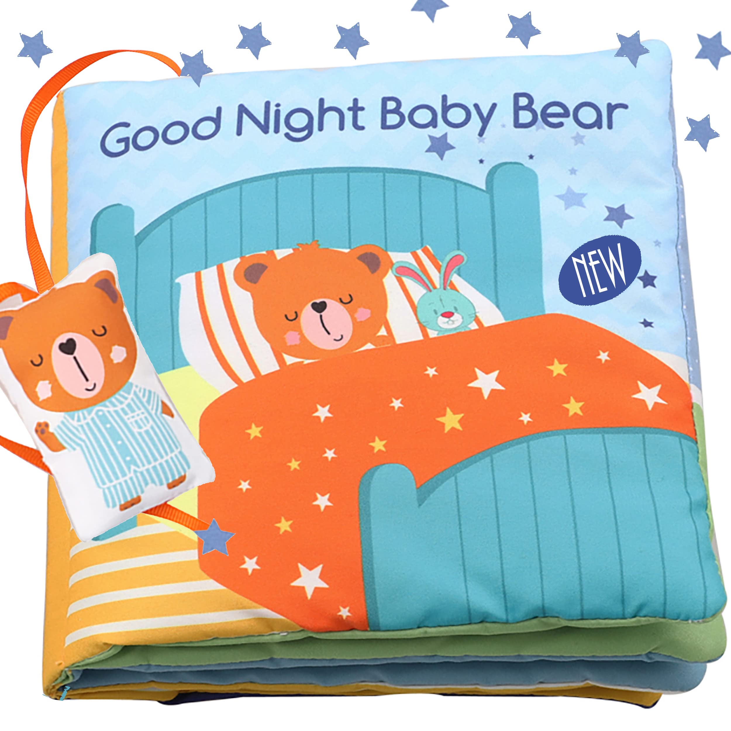 Teddy Soft Baby Book Activity Quiet Cloth Books Developmental Toys,Interactive Baby Books for Babies Toddlers Infants kids,Baby Boy Girls Machine Washable Toys Fabric Soft Book Goodnight Gift Box