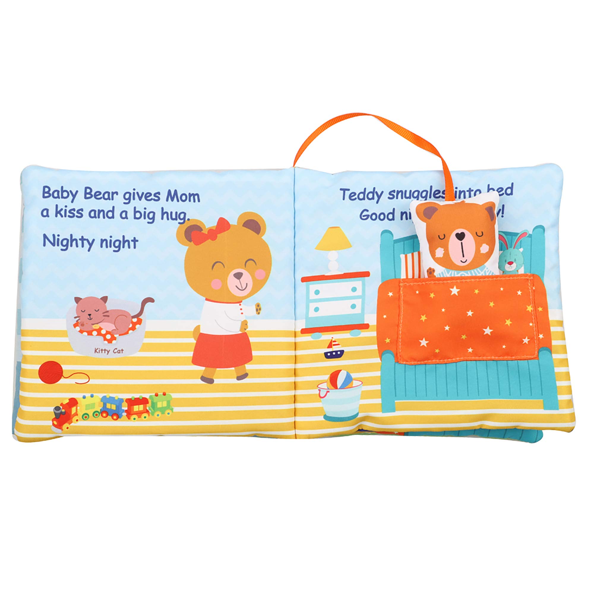 Teddy Soft Baby Book Activity Quiet Cloth Books Developmental Toys,Interactive Baby Books for Babies Toddlers Infants kids,Baby Boy Girls Machine Washable Toys Fabric Soft Book Goodnight Gift Box