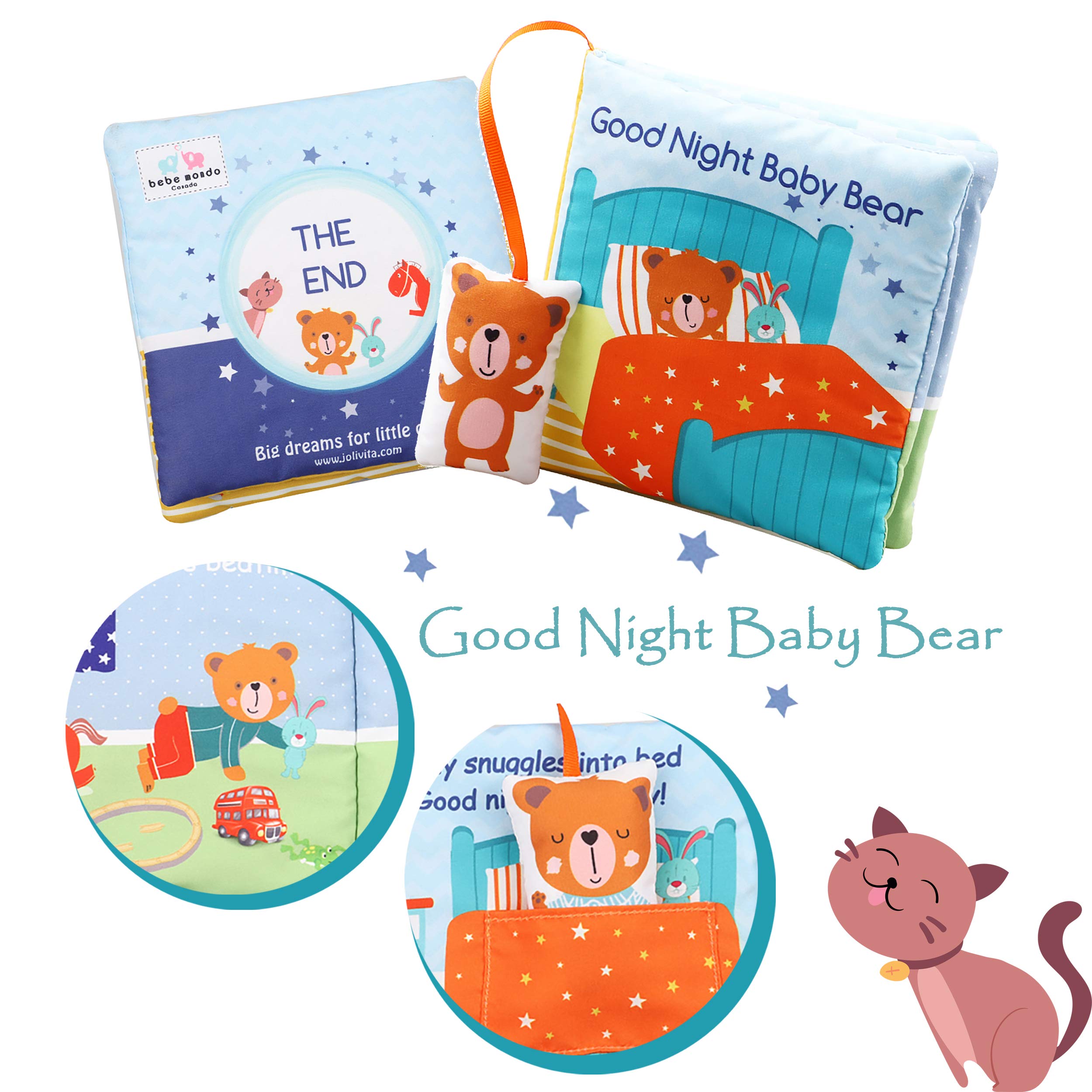 Teddy Soft Baby Book Activity Quiet Cloth Books Developmental Toys,Interactive Baby Books for Babies Toddlers Infants kids,Baby Boy Girls Machine Washable Toys Fabric Soft Book Goodnight Gift Box