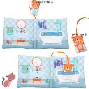 Teddy Soft Baby Book Activity Quiet Cloth Books Developmental Toys,Interactive Baby Books for Babies Toddlers Infants kids,Baby Boy Girls Machine Washable Toys Fabric Soft Book Goodnight Gift Box