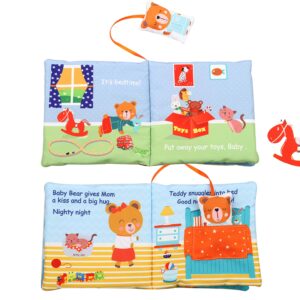 Teddy Soft Baby Book Activity Quiet Cloth Books Developmental Toys,Interactive Baby Books for Babies Toddlers Infants kids,Baby Boy Girls Machine Washable Toys Fabric Soft Book Goodnight Gift Box