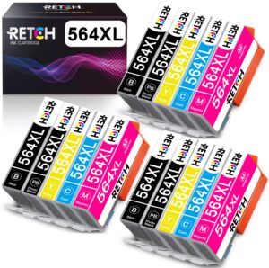 retch compatible ink cartridge replacement for hp 564xl 564 xl for deskjet 3520 3522 officejet 4620 photosmart 5520 6510 6515 6520 7510 7520 d7560 c5370 c5550 c5570 c5580 b110a (15 pack)