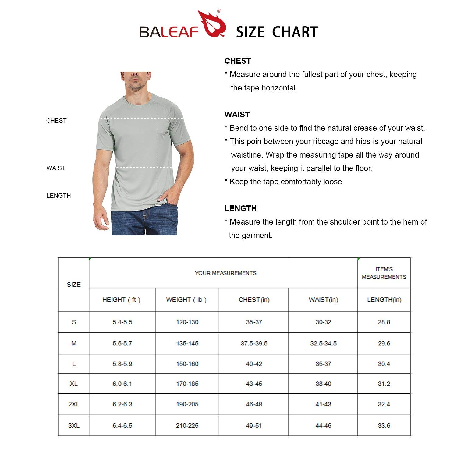 BALEAF Men's UPF 50+ Outdoor Running Workout Short-Sleeve T-Shirt White Size S