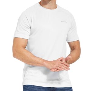 BALEAF Men's UPF 50+ Outdoor Running Workout Short-Sleeve T-Shirt White Size S