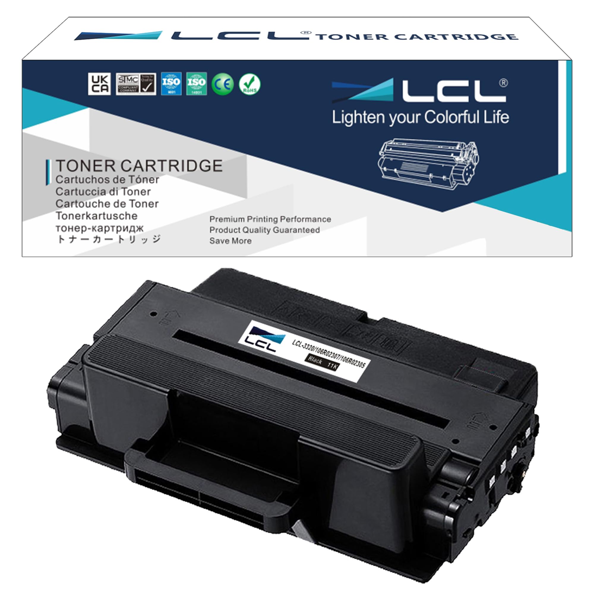 LCL Compatible Toner Cartridge Replacement for Xerox Phaser 3320 106R02307 106R02305 11000 Pages 3320DNI 3320DN (1-Pack Black)