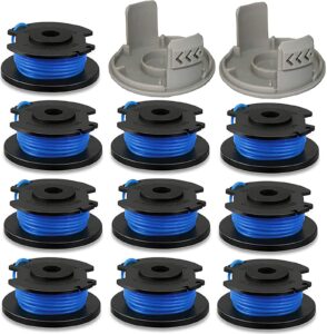 leimo kparts 0.065 string trimmer spool line for ryobi one+ ac14rl3a, 0.065" autofeed replacement spools for ryobi 18v, 24v, and 40v cordless trimmers (12 pack)