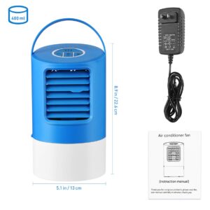 VOSAREA Portable Air Conditioner Fan, Mini Space Cooler, Small Desktop Fan Personal Table Fan Compact Ice Air Cooler with US Plug (Blue)