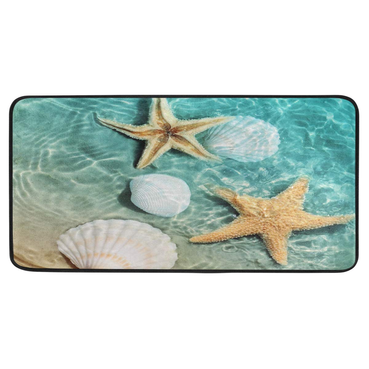 Doormat Area Rug Starfish Seashell On Beach for Bedroom Front Door Kitchen Indoors Home Decors