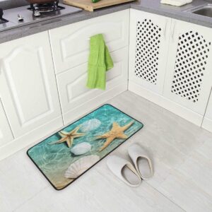 Doormat Area Rug Starfish Seashell On Beach for Bedroom Front Door Kitchen Indoors Home Decors