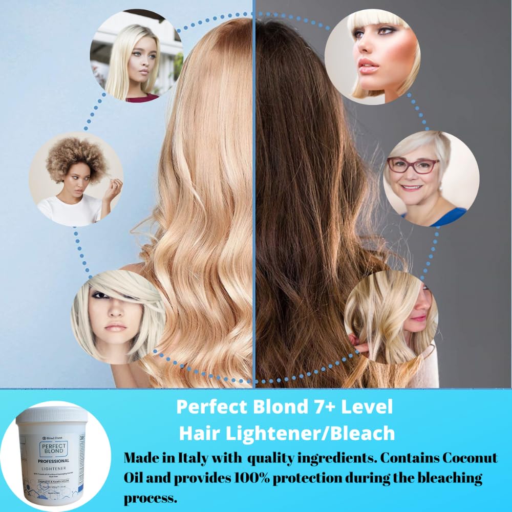 1.1 Pound Tub (17.6 Ounce) Perfect Blond Extra Strength Professional Hair Dye Toner Lightener Bleach - Made in Italy