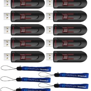 SanDisk 128GB Cruzer Glide 3.0 USB Flash Drive (10 Pack Bundle) Jump Drive Pen Drive Works with Laptop Computers with USB 2.0/3.0 Port (SDCZ600-128G-G35) Plus (5) Everything But Stromboli (TM) Lanyard