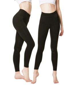 devops women's 2 pack thermal long johns underwear leggings pants (large, black/black)