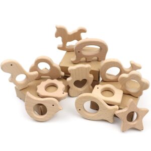 weekjoey 12pcs beech wooden animal decorations cute woodcrafts diy bracelet necklace women jewelry makeing handmade making kit arts and crafts supplies