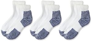 thorlos unisex-adult jmx maximum cushion ankle running socks(3 pairs),white/navy, xl