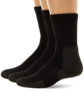 thorlos unisex adult kx max cushion crew hiking socks, black (3 pair pack), large us