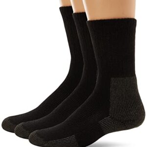 thorlos unisex adult Kx Max Cushion Crew Hiking Socks, Black (3 Pair Pack), Large US