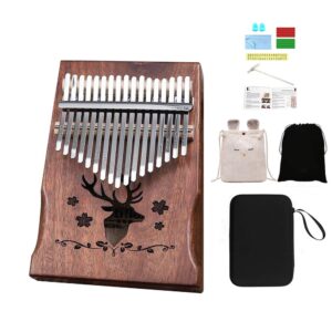 kalimba 17 keys thumb piano solid finger piano with zippered carry bag study instruction tuning hammer known as mbira wood finger piano