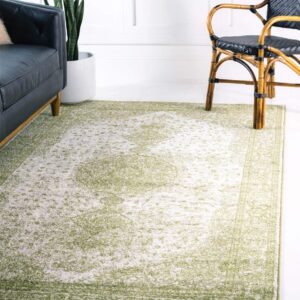 Unique Loom Bromley Collection Area Rug - Midnight (7' 10" x 11' Rectangle, Green/ Ivory)