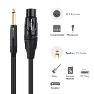 Cable Matters XLR to 1/4 TS Microphone Cable 6 ft, Unbalanced Female XLR to Male 1/4 (6.35mm) TS Cable