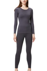 devops women's thermal underwear long johns top & bottom set (medium, charcoal)