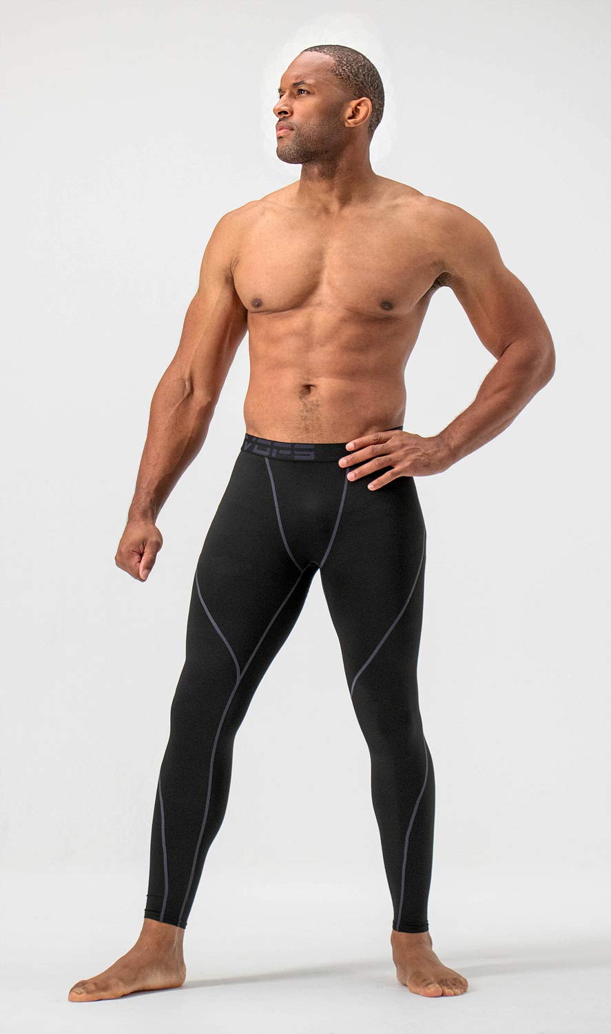 DEVOPS Men's Thermal Compression Pants, Athletic Leggings Base Layer Bottoms (2 Pack) (Large, Black/Black)