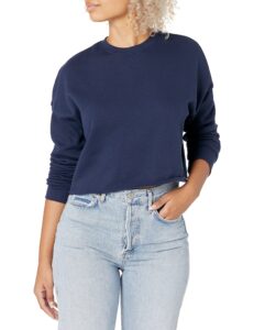 marky g apparel cropped fleece crew (b7503) navy, m