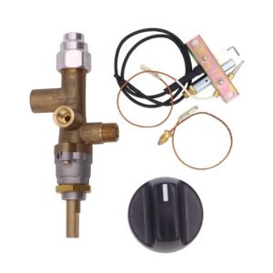 METER STAR Propane Fire Pit Main Control Brass Safety Valve,Gas Room Heater Pilot Burner Assembly Parts Thermocouple Safety Device Ignition Component Pilot Assembly Kit