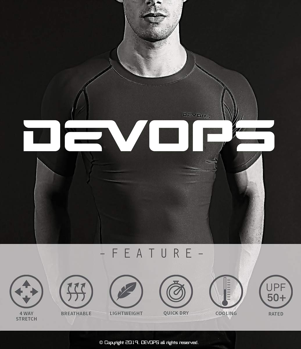 DEVOPS Men's 3-Pack Quick Dry Short Sleeve T-Shirt Sun Protection Running Athletic Workout Active Shirts (Medium, Charcoal/Navy/Steel)