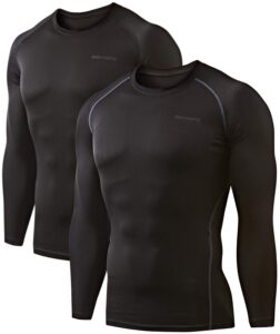 devops 2 pack men's thermal long sleeve compression shirts (medium, black/black)