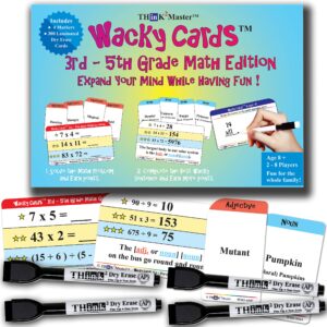 think2master wacky cards 3rd - 5th grade. math card game for families & classroom. make hilarious sentences while practicing math including multiplication, division & algebra.