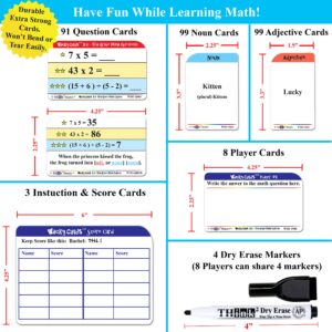 Think2Master Wacky Cards 3rd - 5th Grade. Math Card Game for Families & Classroom. Make Hilarious Sentences While Practicing Math Including Multiplication, Division & Algebra.