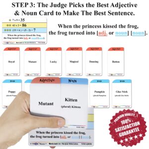 Think2Master Wacky Cards 3rd - 5th Grade. Math Card Game for Families & Classroom. Make Hilarious Sentences While Practicing Math Including Multiplication, Division & Algebra.