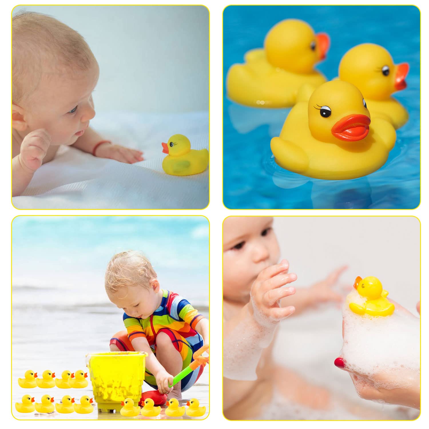 Rubber Duck Bath Toy, 70 Pcs Mini Rubber Ducks Bulk Float Duck Baby Bath Toys, Shower Birthday Party Favors Gift for Classroom Summer Beach Pool Party Games