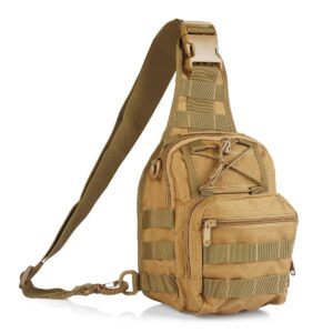 roaring fire tactical single shoulder bag, crossbody military backpack, molle assault sling backpack for edc, camping, hiking, trekking, cycling, and outdoor sports