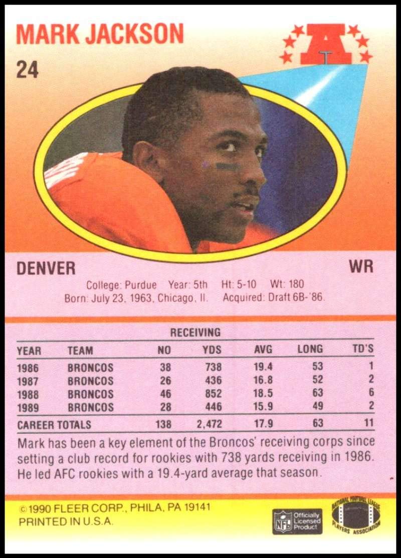 1990 Fleer #24 Mark Jackson NM-MT Denver Broncos Officially Licensed NFL Football Trading Card