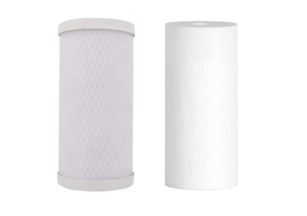 Whole House Compatible Big Blue Replacement Water Filters (4.5" x 10"): (1) Sediment - (1) Carbon Block Cartridge by Oceanic Water Systems