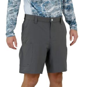 mossy oak standard fishing shorts for men quick dry flex, charcoal, xx-large