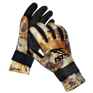 ist camo spearfishing gloves | camouflage dive gear for freediving and apnea diving (small)