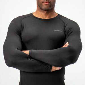 DEVOPS 2 Pack Men's Thermal Long Sleeve Compression Shirts (X-Large, Black/Red)