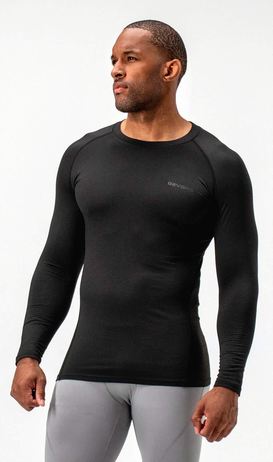 DEVOPS 2 Pack Men's Thermal Long Sleeve Compression Shirts (X-Large, Black/Red)