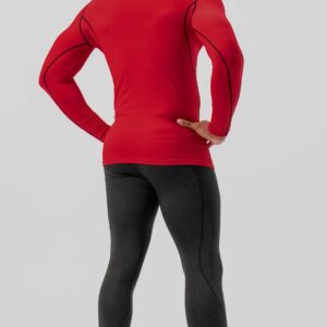 DEVOPS 2 Pack Men's Thermal Long Sleeve Compression Shirts (X-Large, Black/Red)