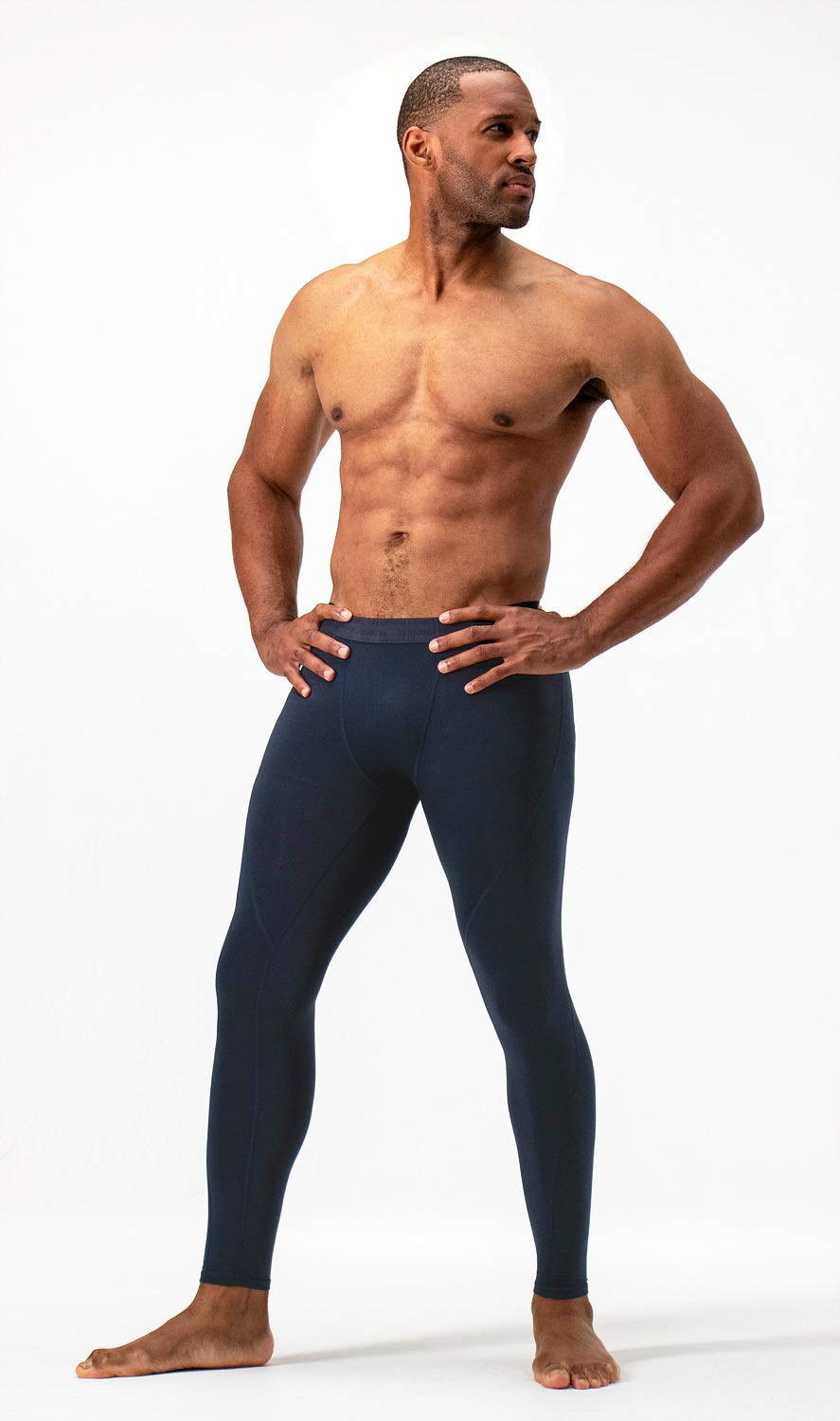 DEVOPS Men's Thermal Compression Pants, Athletic Leggings Base Layer Bottoms (2 Pack) (Small, Black/Navy)