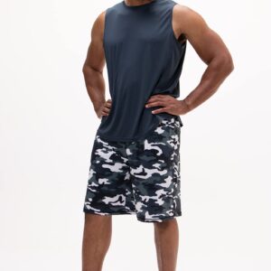 DEVOPS Men's 2-Pack Loose-Fit 10" Workout Gym Shorts with Pockets (Large, Black/Camo Gray)