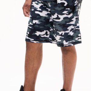 DEVOPS Men's 2-Pack Loose-Fit 10" Workout Gym Shorts with Pockets (Large, Black/Camo Gray)