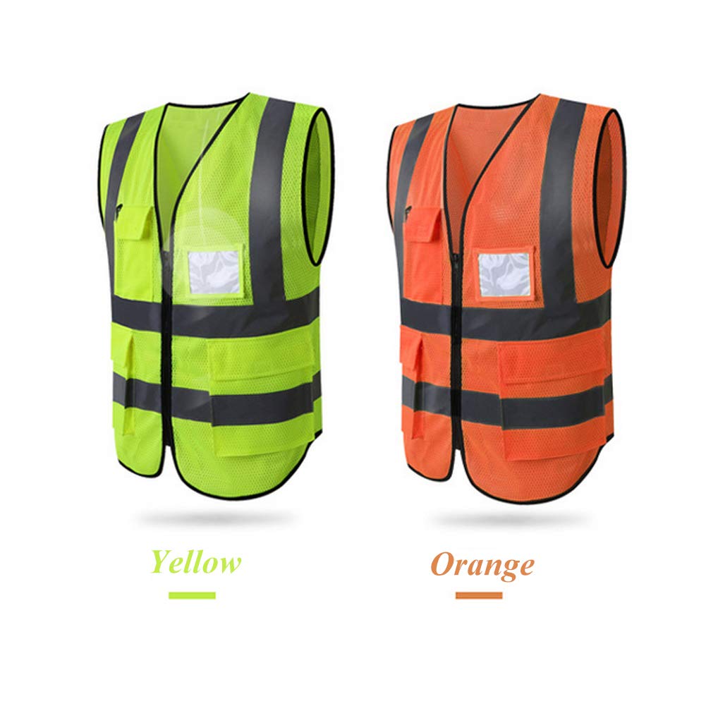 HYCOPROT High Visibility Mesh Safety Reflective Vest with Pockets and Zipper, Meets ANSI/ISEA Standards