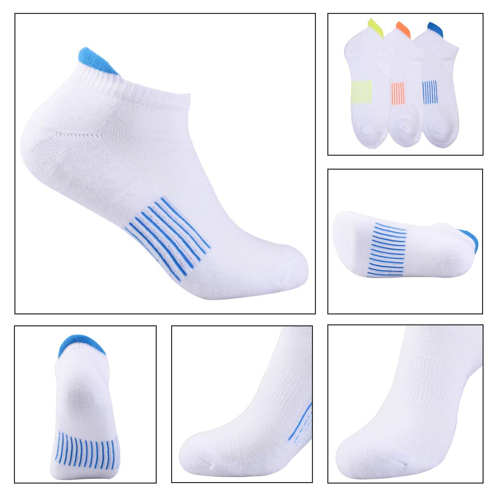 JOYNÉE Mens Ankle Low Cut Athletic Tab Socks for Men Sports Comfort Cushion Sock 6 Pack,White,Sock Size 10-13